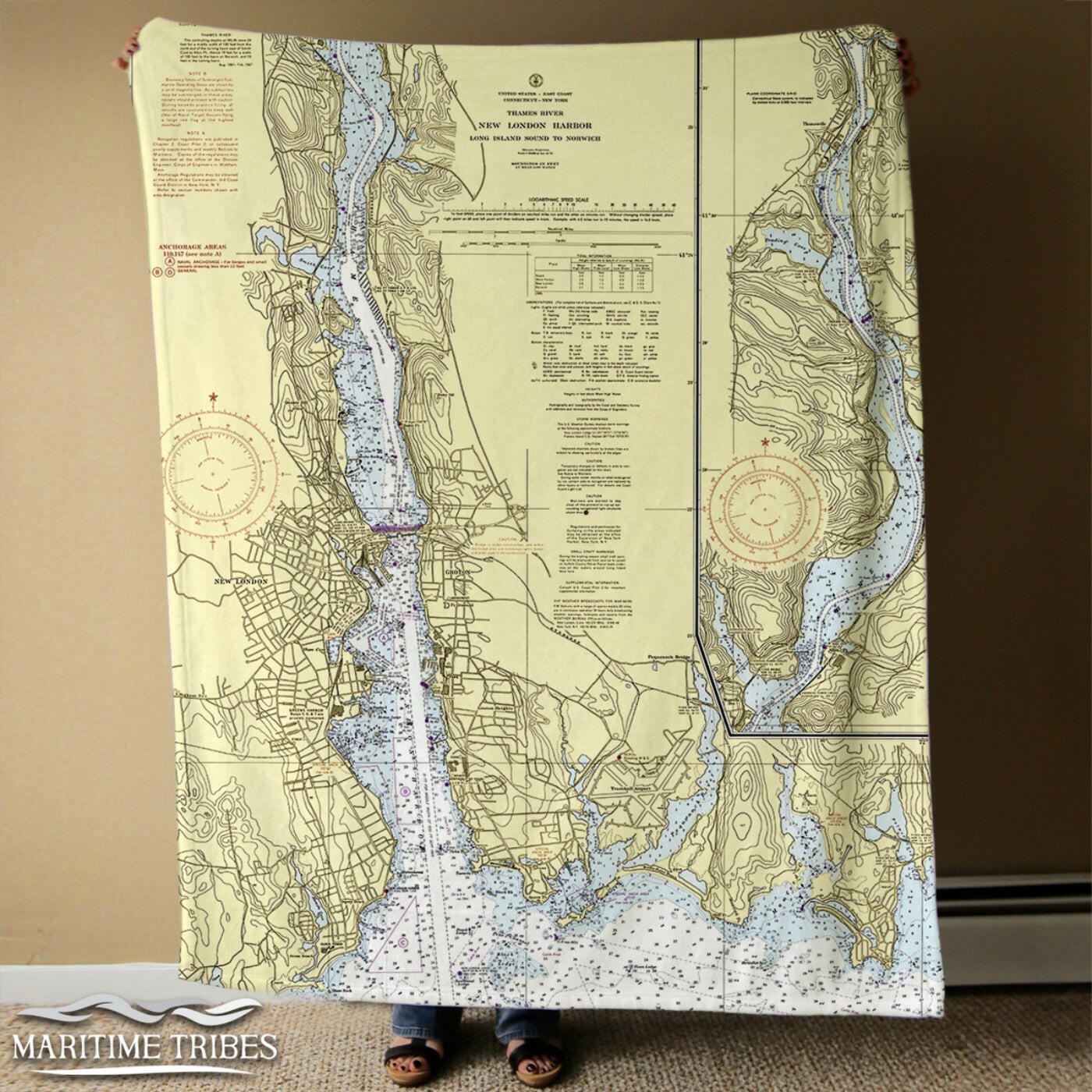 Nautical Chart Blankets | Coastal Home Decor | New England Trading Co