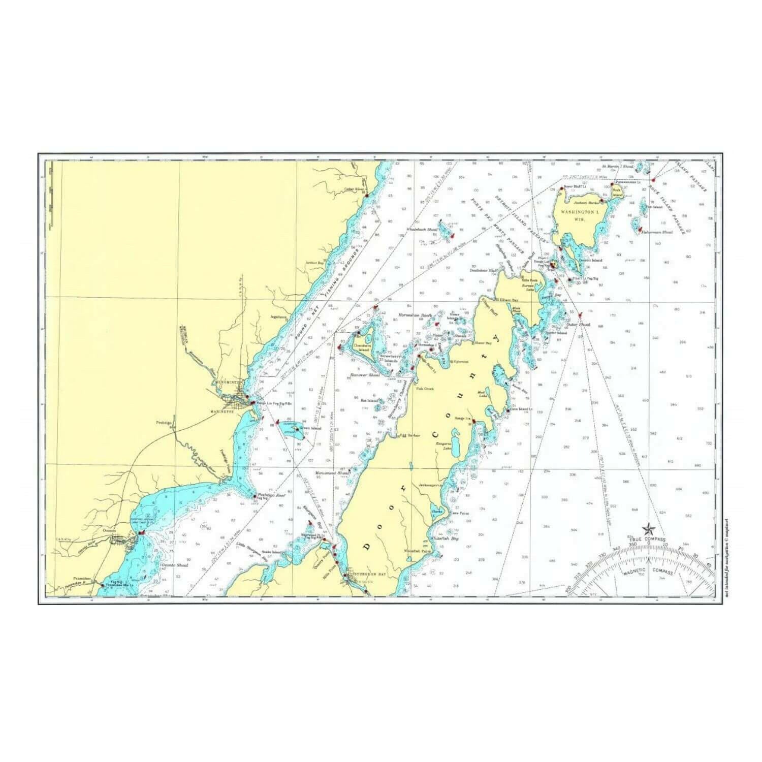 Nautical Chart Placemats, Locations in Wisconsin – New England Trading Co