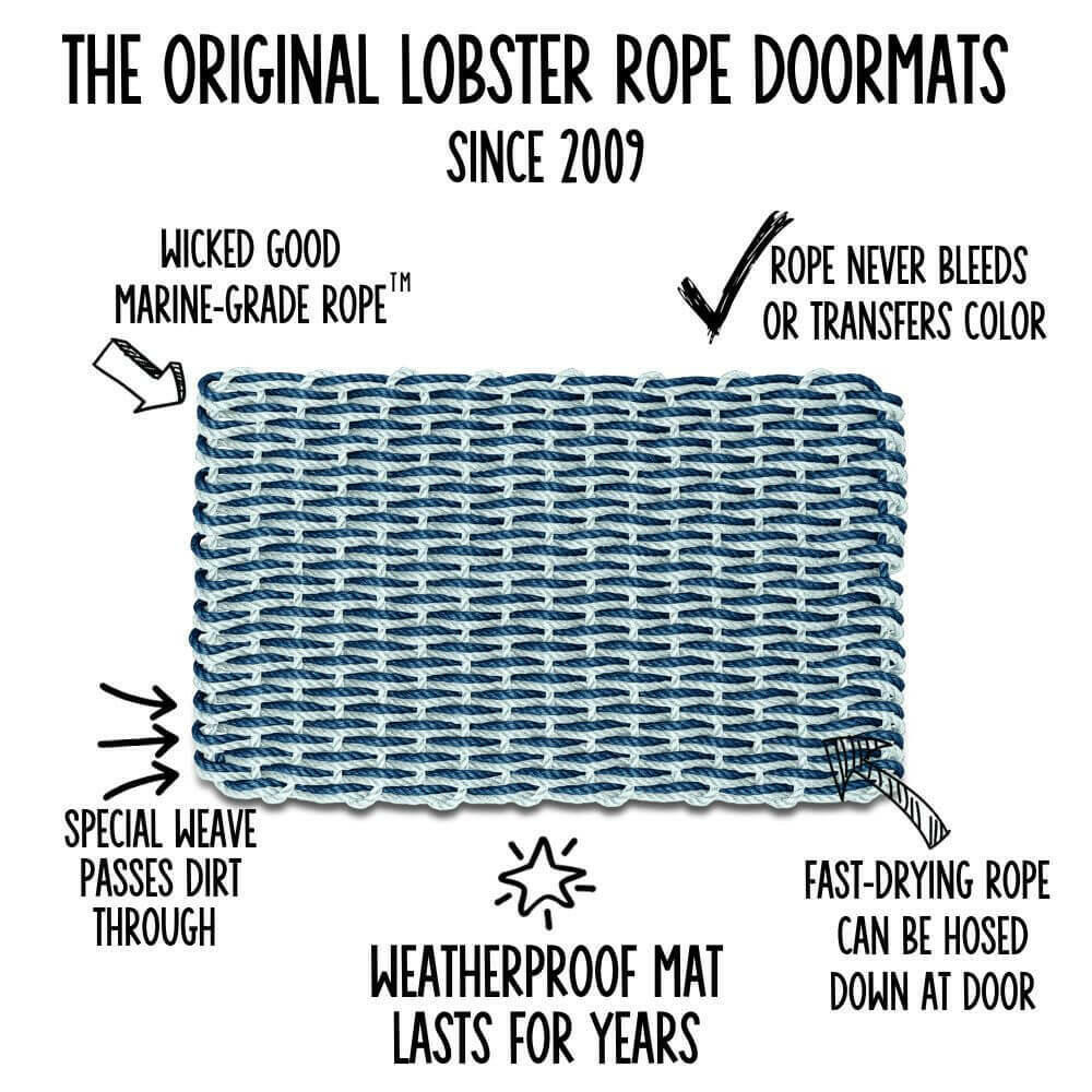 Lobster Rope Doormat, Made in Maine Rope Door Mat, Navy, Teal, Silver ...