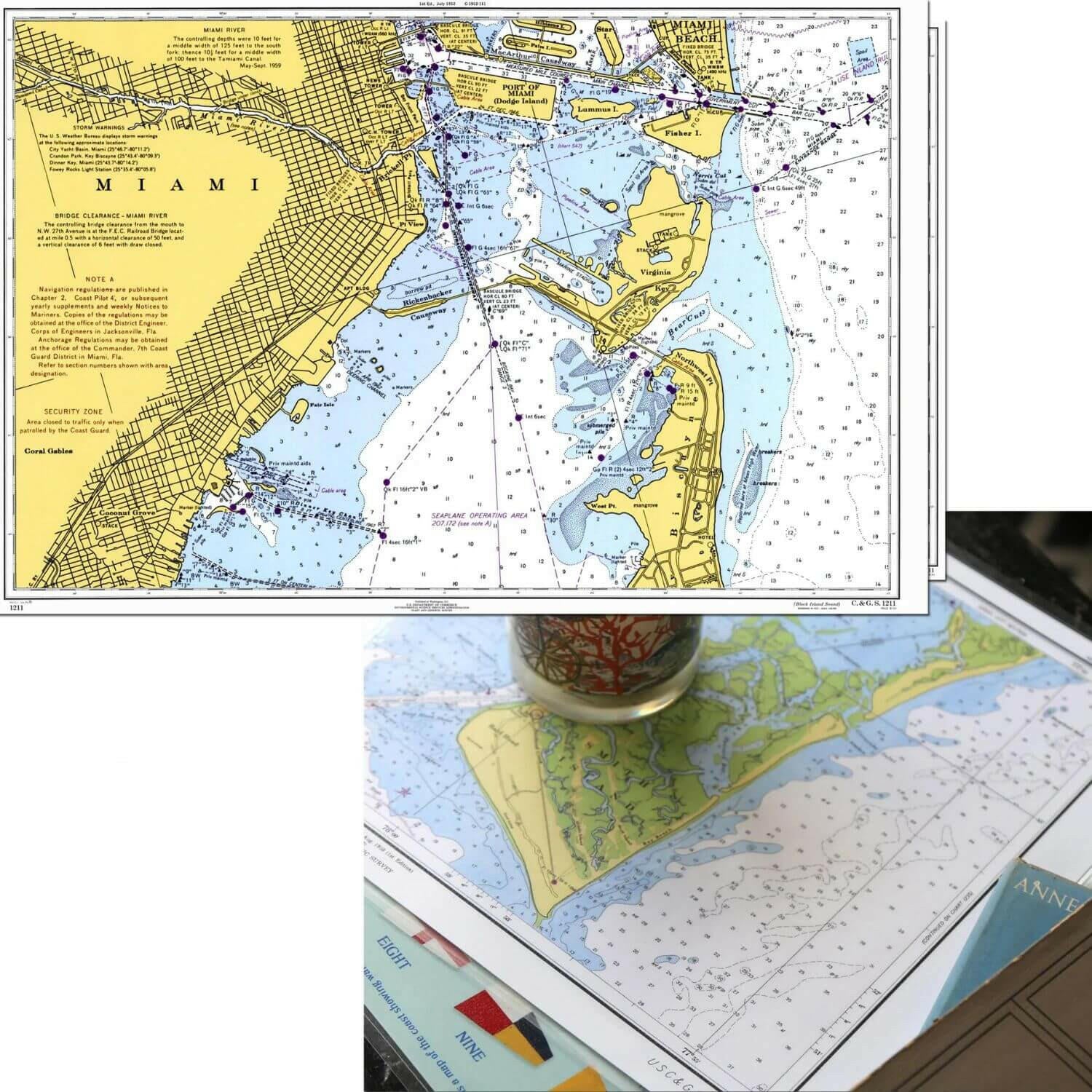 Nautical Chart Placemats, Locations in Florida – New England Trading Co