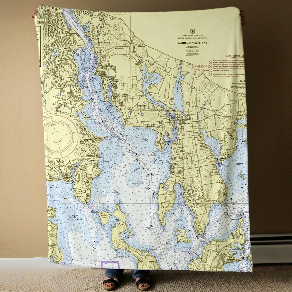 Nautical Chart Blankets, Rhode Island Coastal Maps – New England Trading Co