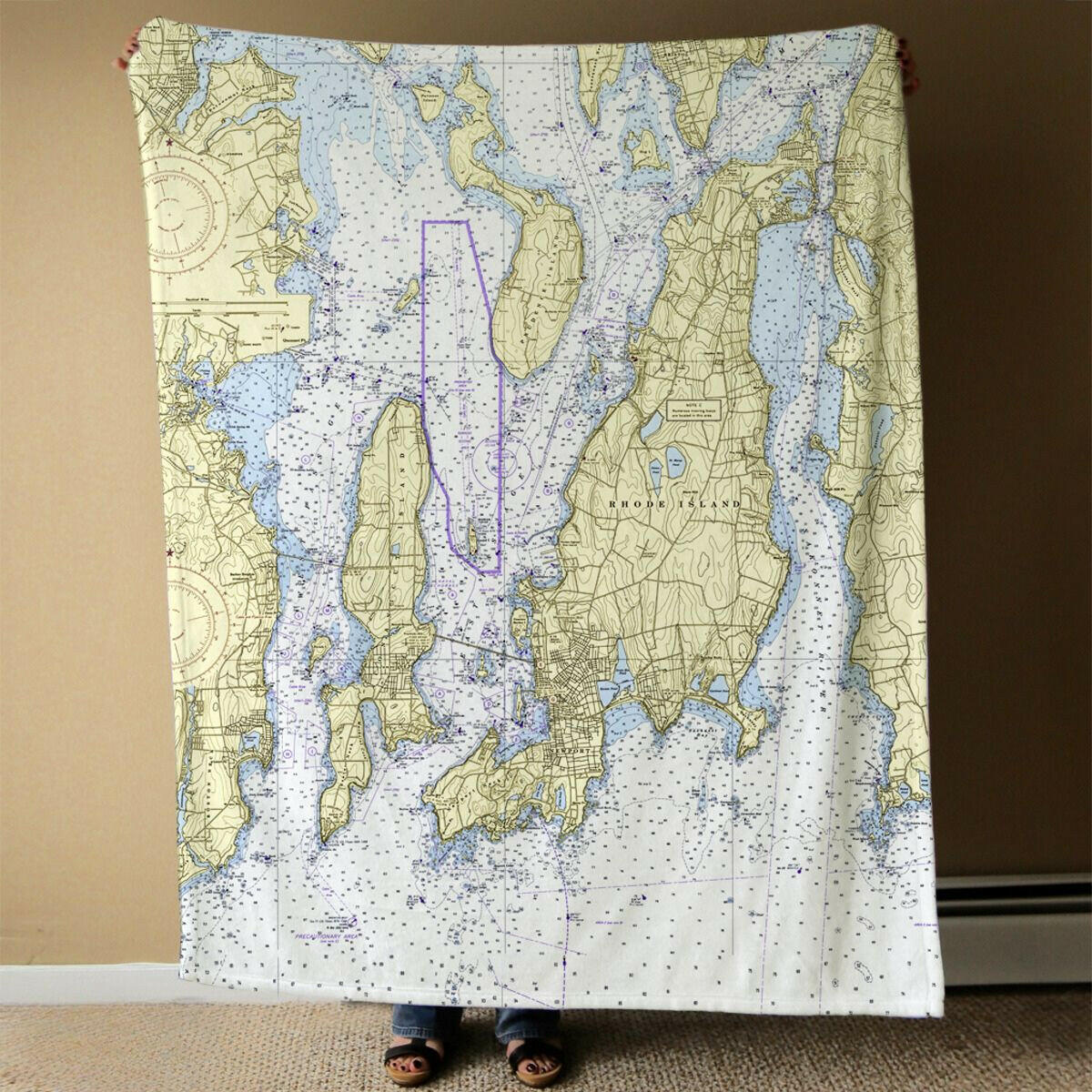 Nautical Chart Blankets, Rhode Island Coastal Maps – New England Trading Co