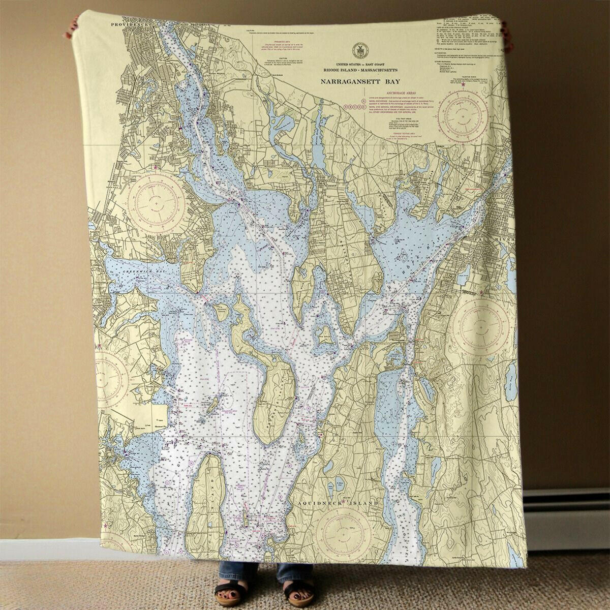 Nautical Chart Blankets, Rhode Island Coastal Maps – New England Trading Co