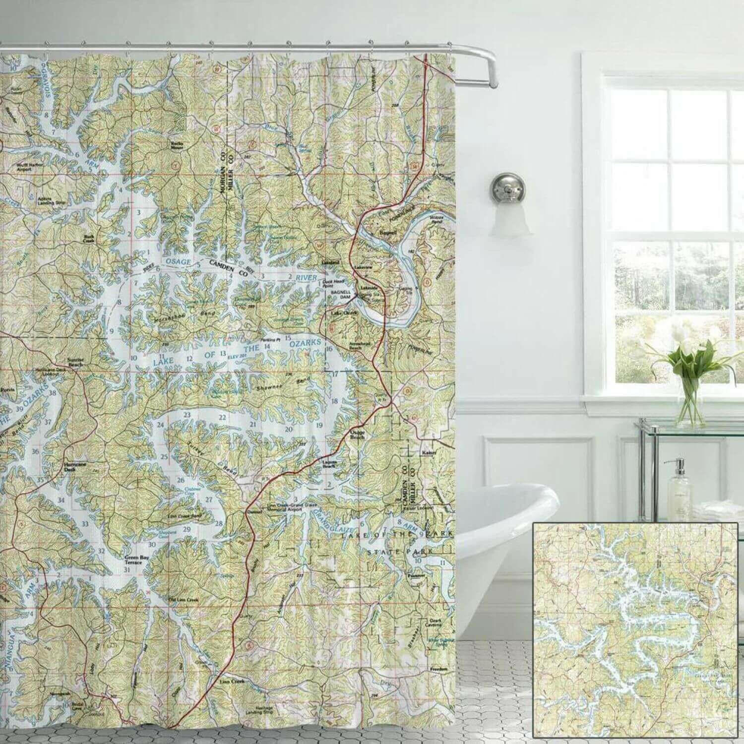 Nautical Chart Shower Curtains, Missouri Coastal Maps – New England ...