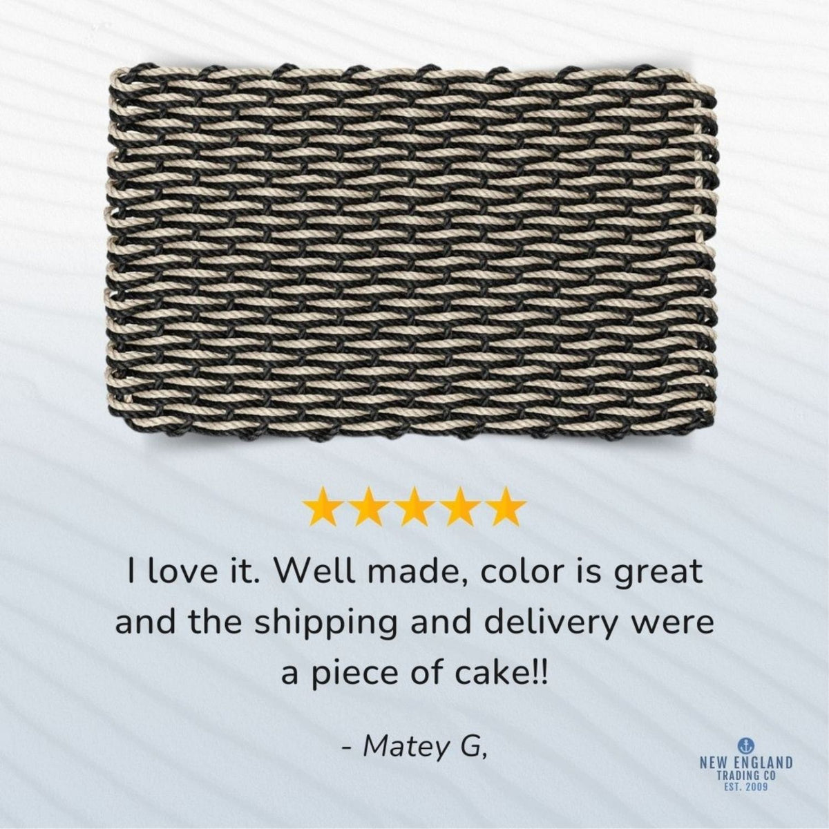 Black & Sand Lobster Rope Mat | Handwoven Doormats | New England Trading Co